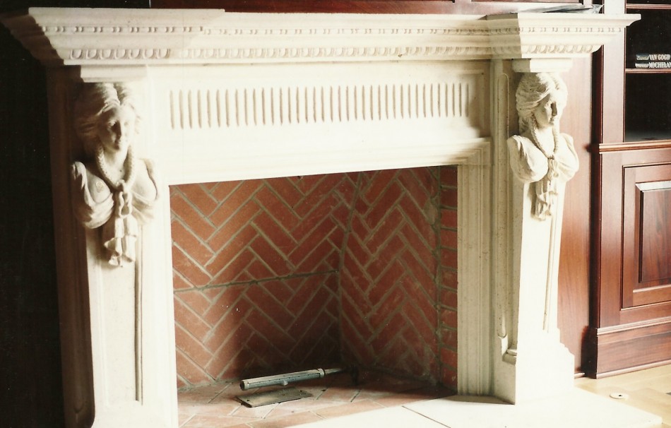 Vlado Library Fireplace - Old World Stone Carving